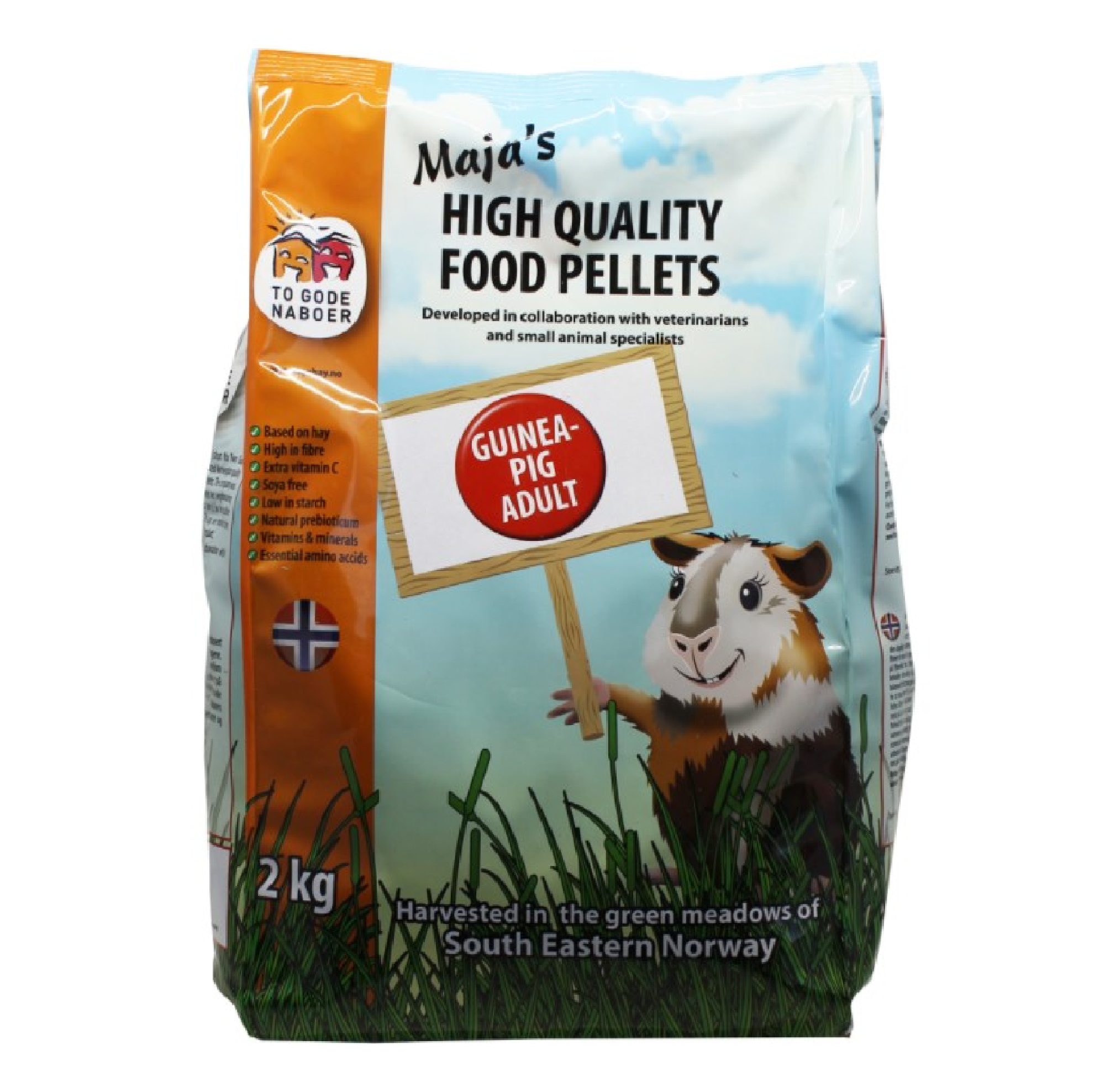 TO GODE NABOER MARSVINPELLETS VOKSEN 2KG - Dyrisk